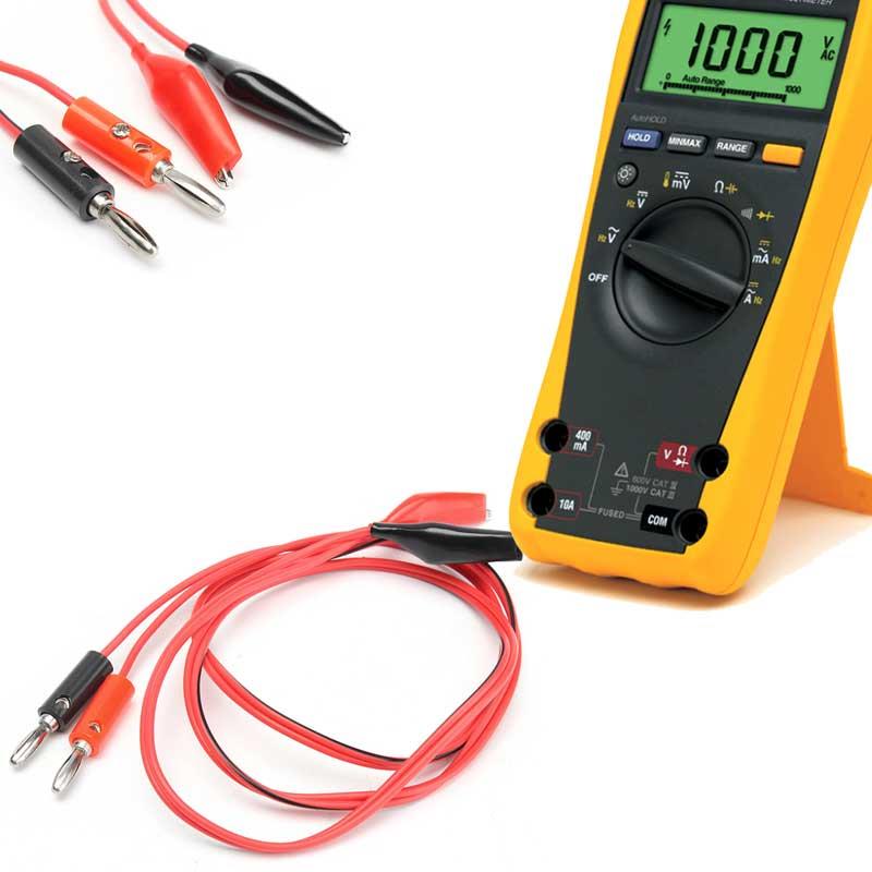Alligator Clip to Banana Plug Multimeter Test Lead Black Red ...