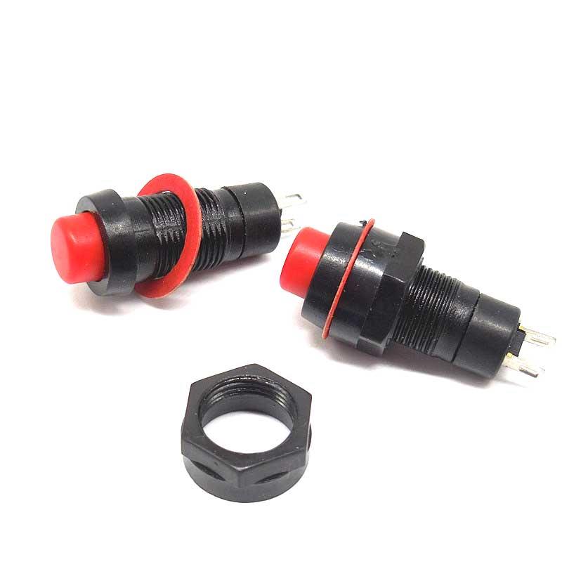10mm Red/Black Round Cap Push Button Self-locking Latching Switch ...