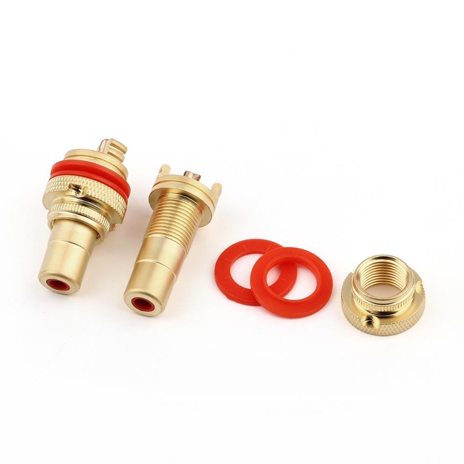 Luxury Copper RCA Female Terminal Jack Socket AV Audio Video Connector ...
